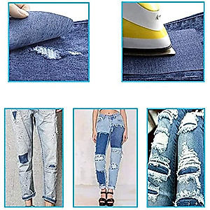 Premium Quality Fabric Iron-on Patches Inside & Outside Repair Decorating Kit 12 Pieces Size 4.8" by 3.7" (9.5 cm x 12.4 cm) (RF-101-26 Light Grey)