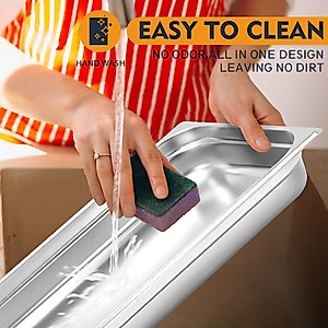 FUSON 4 Pack 1/2 Size 2 1/2 Inch Deep Anti Jam Steam Table Pan, NSF, Commercial 18/8 Stainless Steam Pan, Restaurant, Hotel