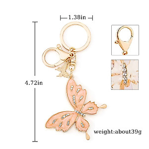 ROPAKED 2 Pieces Butterfly Keychain Cute Key Chains,Butterfly Gift,Crystal Bling Diamond keychain,Butterfly Accessories for Women Car Keys