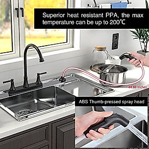 GOWIN Matte Black Kitchen Faucet,2 Handle Kitchen Sink Faucet with Side Sprayer,3 or 4 Hole Kitchen Faucet for Rv Camper Sinks,High Arc Stainless Steel 8 Inch Centerset Faucet
