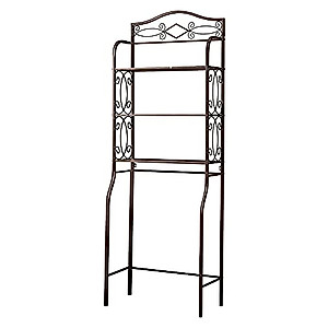 Pilaster Designs Transitional Copper Iron 3 Tier Exeter Over The Toilet Bathroom Spacesaver Storage Rack Organizer