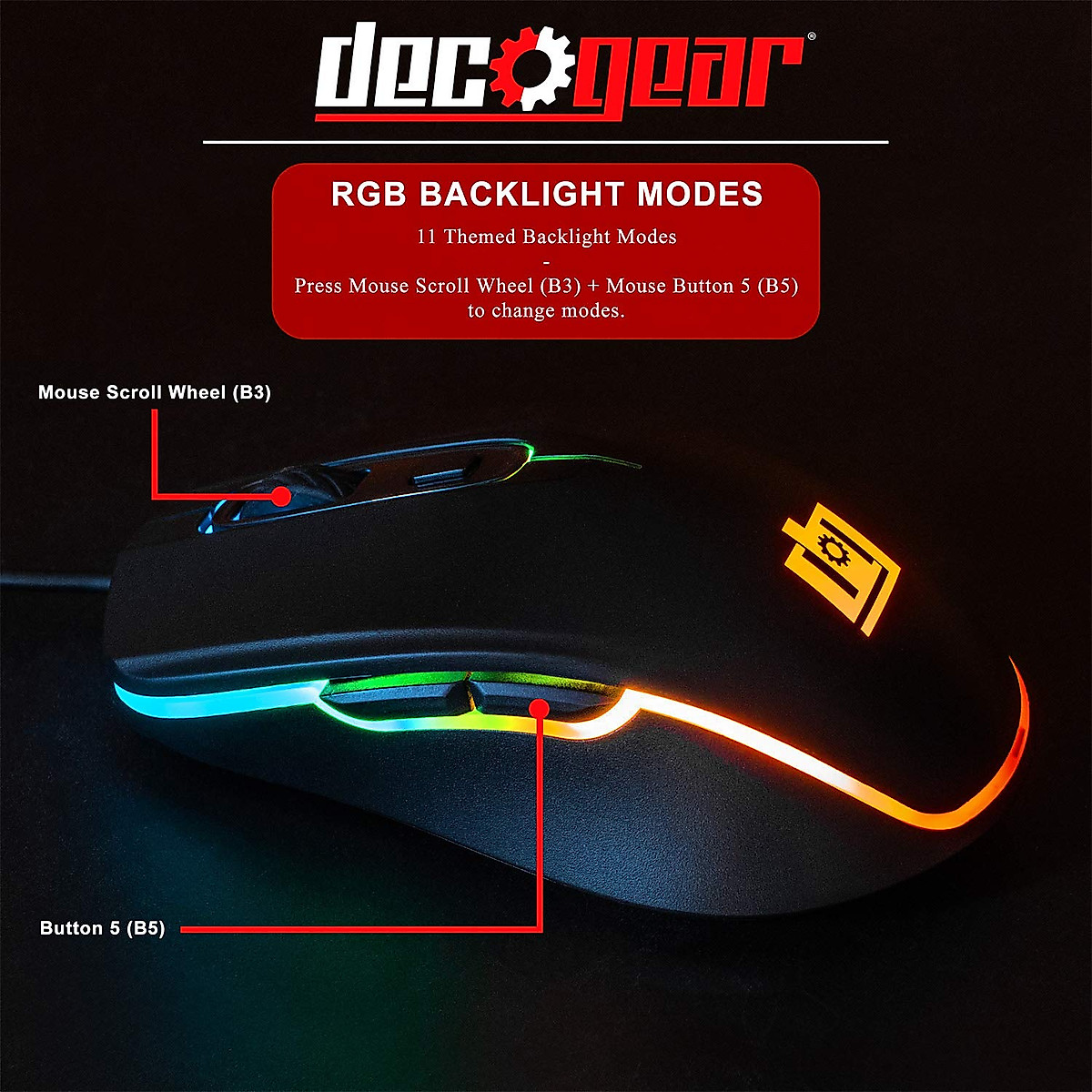 Deco Gear Gaming Accessory Bundle - Mechanical 18-Mode 104 Key RGB Keyboard with 11-Mode RGB Gaming Mouse and 32" x 12" Extended Mouse Pad
