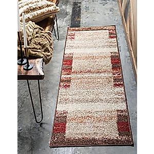 Unique Loom Autumn Collection Modern Contemporary Casual Abstract Area Rug, 2' x 6' 1" Runner, Beige/Brown