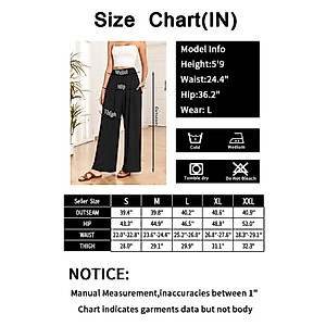 PURPEARL Palazzo Pants for Women Wide Leg High Waist Linen Trousers Stretchy Fall Casual Loose Comfy Pant with Pockets Black