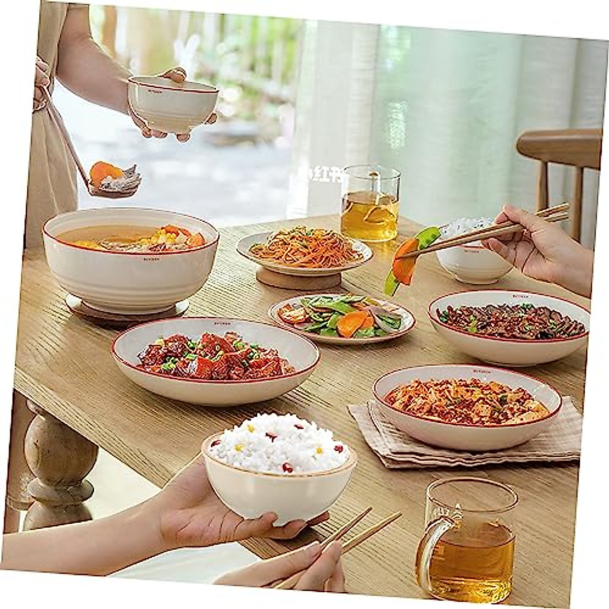 Yardwe 6pcs Rice Bowl Soup Commercial Color Hot Pot Small Bowl Dip Bowl Dessert Square Bowl Fast Food Rice Bowl 6pcs Plastic Salad Bowls Plastic Trifle Bowl Plastic Food Cereal Bowls