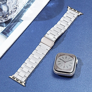 Pleixiu Compatible With Apple Watch Band 38mm 40mm 41mm (42mm-Series 10) Lightweight Resin For iwatch Ultra 2 1 Series 10 Series SE Series 9 8 7 6 5 4 3 2 1 Apple Watch Bands for Women Men (Pure White for Starlight)