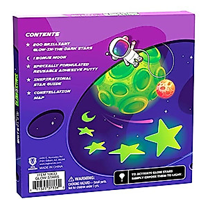 Glow In The Dark Stars with Planets & Constellation Map Includes Sticky Putty for Star Stickers I Outer Space Bright Wall Stickers I Kids Glow In the Dark Ceiling Decorations I Christmas Stocking Stuffer Gift