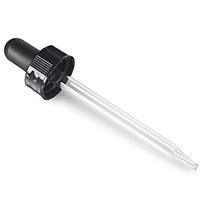 Black Straight Tip Glass Dropper Closure Top for 2 oz / 60 ml (20-400 Neck Size) Boston Round Bottles - 12 Pack