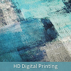 MitoVilla 4 Pcs Teal Blue Bathroom Sets with Shower Curtain and Rugs, Turquoise Shower Curtain Sets with Rugs for Bathroom Decor, Ombre Grunge Bathroom Decor Curtain Sets with Mats and Accessories