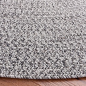 SAFAVIEH Braided Collection 5' Round Grey/Ivory BRA201F Handmade Farmhouse Entryway Foyer Living Room Bedroom Kitchen Area Rug