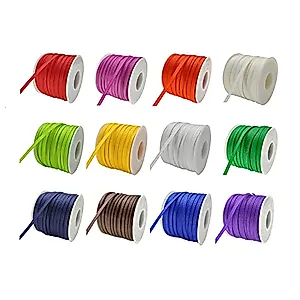 JESEP YONG 1/8" Soild Grosgrain Ribbon Boutique Gift Wrapping Package Ribbon, DIY Crafts, Balloons, Florists, Showers Ribbon Assorted Colors Ribbon (Pack of 12)