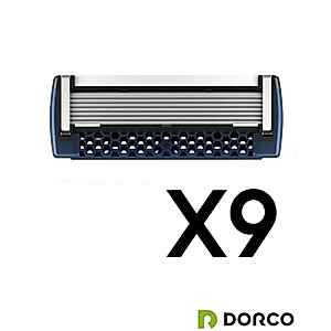 DORCO Pace Classic - Seven Blade Razor System with Pivoting Head and Premium Handle- 9 Pack (1 Handle + 9 Cartridges)