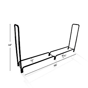 BACKYARD EXPRESSIONS PATIO · HOME · GARDEN 913559 8ft Outdoor | Heavy Duty Log Firewood Storage Rack Holder, Durable Tubular Steel, Easy Assembly, Holds (1) Face Cord of Fire Wood, Black