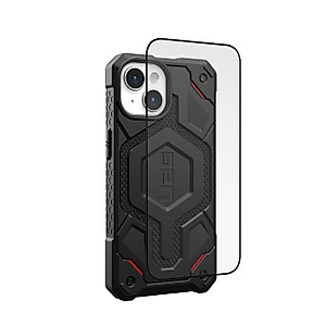 URBAN ARMOR GEAR UAG Designed for iPhone 15 Case 6.1" Monarch Pro Kevlar Black Compatible with MagSafe Bundle with UAG Screen Protector Glass Shield Plus 6.1"