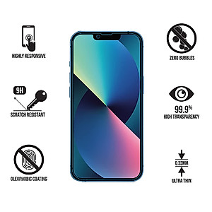Focuses Screen Protector for iPhone 14, 13,13 Pro 6.1" [3 Pack] Anti Blue Light Tempered Glass Film Compatible with iPhone 13/13Pro