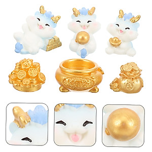 Luxshiny 6 Pcs Mini Animal Figurine Resin Dragon Mascot Doll Adorable Dragon Decor Desktop Dragon Decor