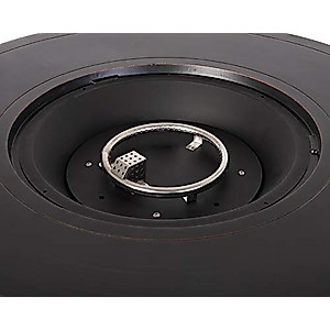 Fire Sense 62373 Florence Woven Aluminum Convertible Gas Fire Pit Table 55,000 BTU Multi-Functional Outdoor with Fire Bowl Lid, Nylon Weather Cover & Clear Fire Glass - Bronze Finish - Round - 44"