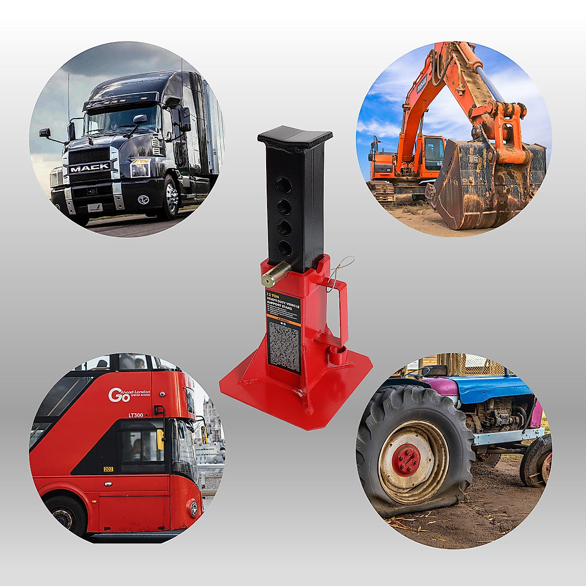 BIG RED ATZ120005R Torin Heavy Duty Pin Type Professional Car Jack Stand with Lock, 12 Ton (26,400 lb) Capacity, Red, 1 Pair