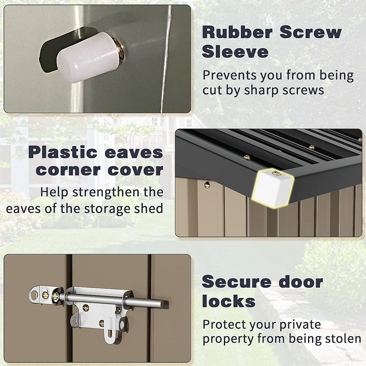 Greesum Metal Outdoor Storage Shed 8FT x 6FT, Steel Utility Tool Shed Storage House with Door & Lock, Metal Sheds Outdoor Storage for Backyard Garden Patio Lawn (8’x 6'), Brown