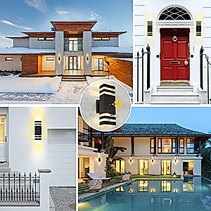 Totexil Dusk to Dawn Sensor Outdoor Wall Light, 2 Pack Waterproof Wall Sconce, Black Exterior Up and Down Light Fixtures for Porch Patio Hallway Corridor Garage