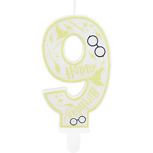 Hongplus Magical Wizard Party Harry Birthday Candles Number 9 Candle Cake Topper Wizard School Potter Themed Happy 9th Birthday Cake Decorations for Boys Girls Kids Party Favors Supplies Decorations