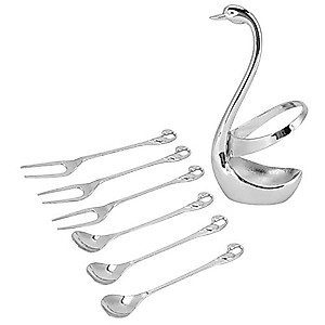 7Pcs Set Zinc Alloy Dinnerware Holder Tableware With 3 Spoons 3 Forks Home Decoration 7Pcs Set Zinc Alloy