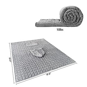 Weighted Blanket, Wearable Heavy Blanket 10lbs(57.4''x47.2'') Grey for Adult, Soft Material with Premium Glass Beads for Better Sleep