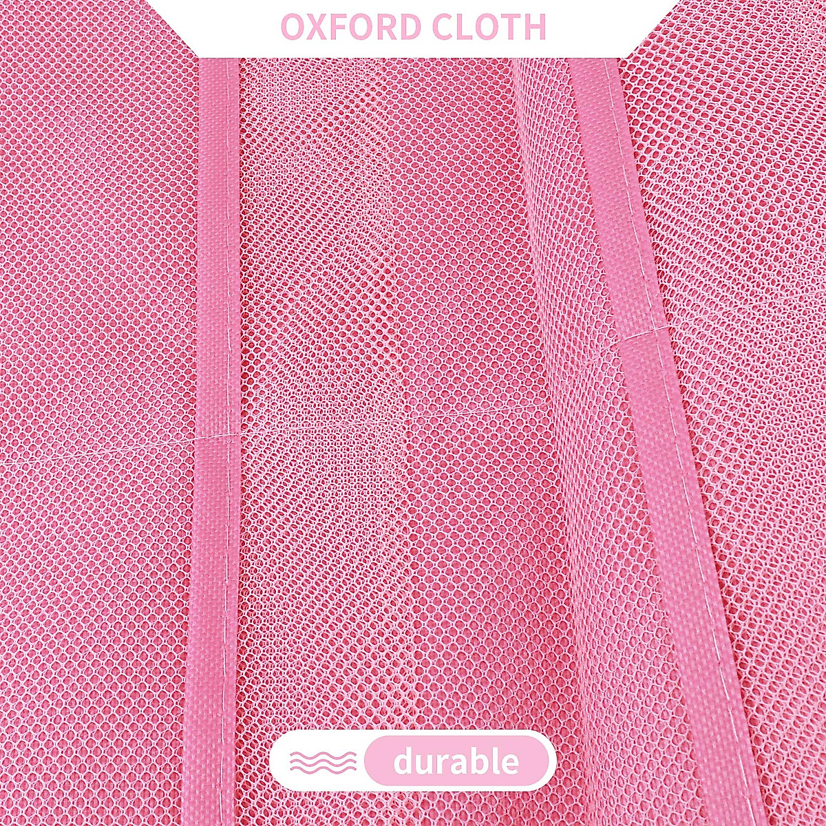 Hanging Closet Organizer, Dual-Sided 30 Pockets Wall Shelf Wardrobe Storage Bags for Underwear, Stocking, Bra and Sock, Mesh Pocket with Metal Hanger - Pink