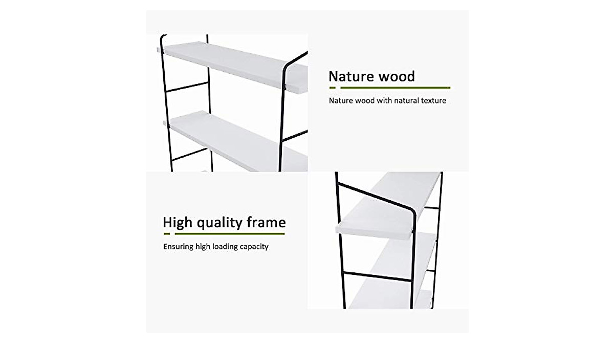 White 3 Tier Industrial Wall Shelf - Deep Storage Rack