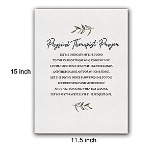 Therapist Gifts for Women Men Framed, Physical Therapist Prayer Poster Canvas Wall Art Painting Ready to Hang for Home Office Decor Graduation Gifts Healthcare Gift - Easel & Hanging Hook 11.5x15 Inch