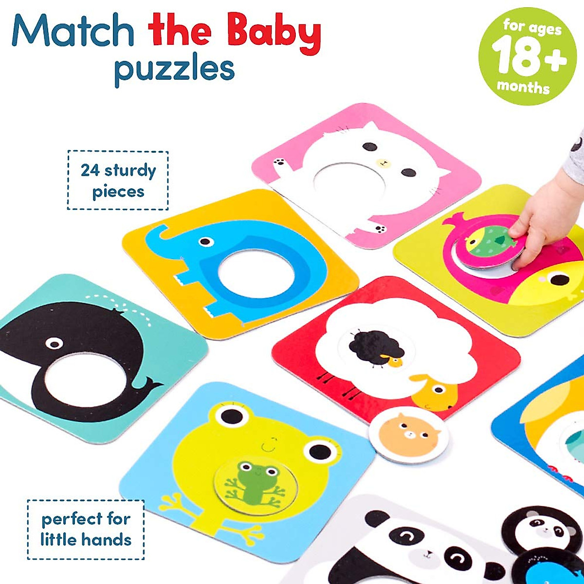Banana Panda Match The Baby Toddler Puzzles and Matching Activity - Set includes 12 Large 2-Piece Beginner Puzzles with Round Elements to Mix and Match - for kids ages 18 months and up
