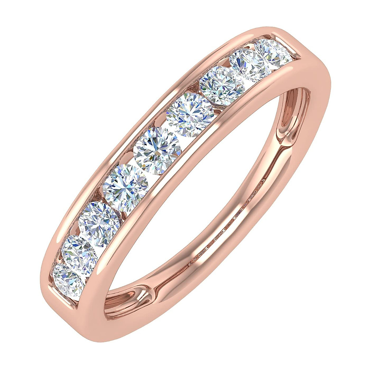 1/2 Carat Channel Set Diamond Wedding Band Ring in 14K Rose Gold (Ring Size 7.5) (I1-I2 Clarity)