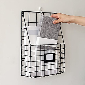 EYHLKM Storage Basket Metal Newspaper Rack Bookshelf Wall Mounted Office Iron Grid Wall-Mounted (Color : E, Size : 1)