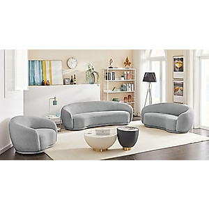 Meridian Furniture 693Grey-L Hyde Collection Modern | Contemporary Boucle Fabric Upholstered Loveseat, Grey, 64" W x 38" D x 27.5" H