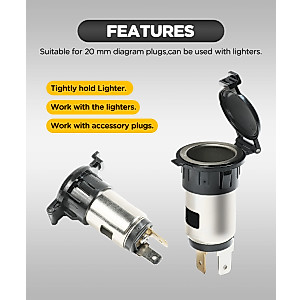 ESEWALAS Cigarette Lighter Socket,Car Cigarette Lighter Adapter,Waterproof and Dustproof plug socket with Extension Cable,Lighter Socket Power Outlet Socket Replacement