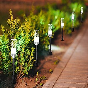 GreenClick Pathway Lights Outdoor, Extendable 6 Pack 570 Lumen Bright LED Path Lights, IP65 Waterproof 12V Landscape Lighting Cool White Acrylic Bubble Garden Lights for Lawn Patio Yard, 6000K