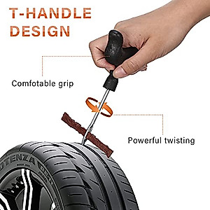 Frienda 32 Pieces Flat Tire Repair Kit Tire Plug Kit with Tire Repair Strings Car Rubber Strips Plug Kit for Truck, RV, SUV, ATV, Motorcycle, Car, Tractor, Trailer Flat Tire Puncture Repair