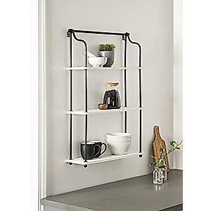 Kate and Laurel Walters Modern 3-Tier Hanging Shelf, 21 x 32, White, Decorating Wall Mounted Storage Shelf for Wall