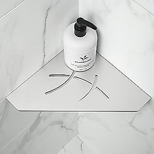 Bernkot Corner Shower Shelf 10" Brushed 304 Stainless Steel Pentagonal Corner Shelf Recessed Bathroom Shower Shelf, No Drilling