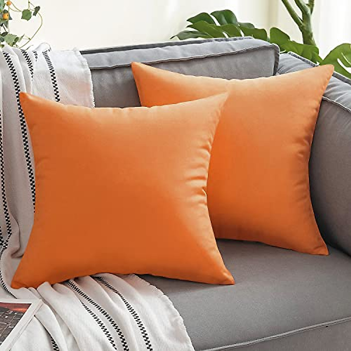 VAKADO Fall Outdoor Waterproof Throw Pillow Covers 18x18 Set of 2 Decorative Pumpkin Patio Furniture Sunbrella Cushion Cases Outside Decor for Couch Garden Bench Porch