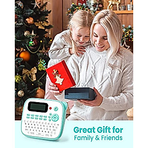 Vixic Portable Label Maker Machine with Tape,D210S Labeler Label Printer,QWERTY Keyboard,Sticker Makers for Labeling with 4 Laminated Tapes,AC Adapter for Home School Kids Office Organization