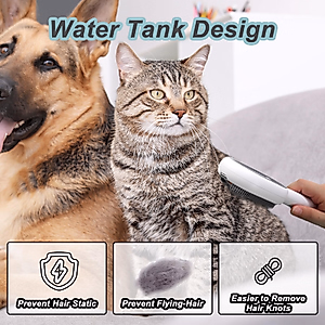 Cat Hair Brush with Water, Sticky Brush 2.0 for Cats, Pet Hair Removal Comb with Water Tank, Wet Cat Comb, 2 in 1 Cleaning Brush Cat, Pet Hair Cleaner Brush for Cats