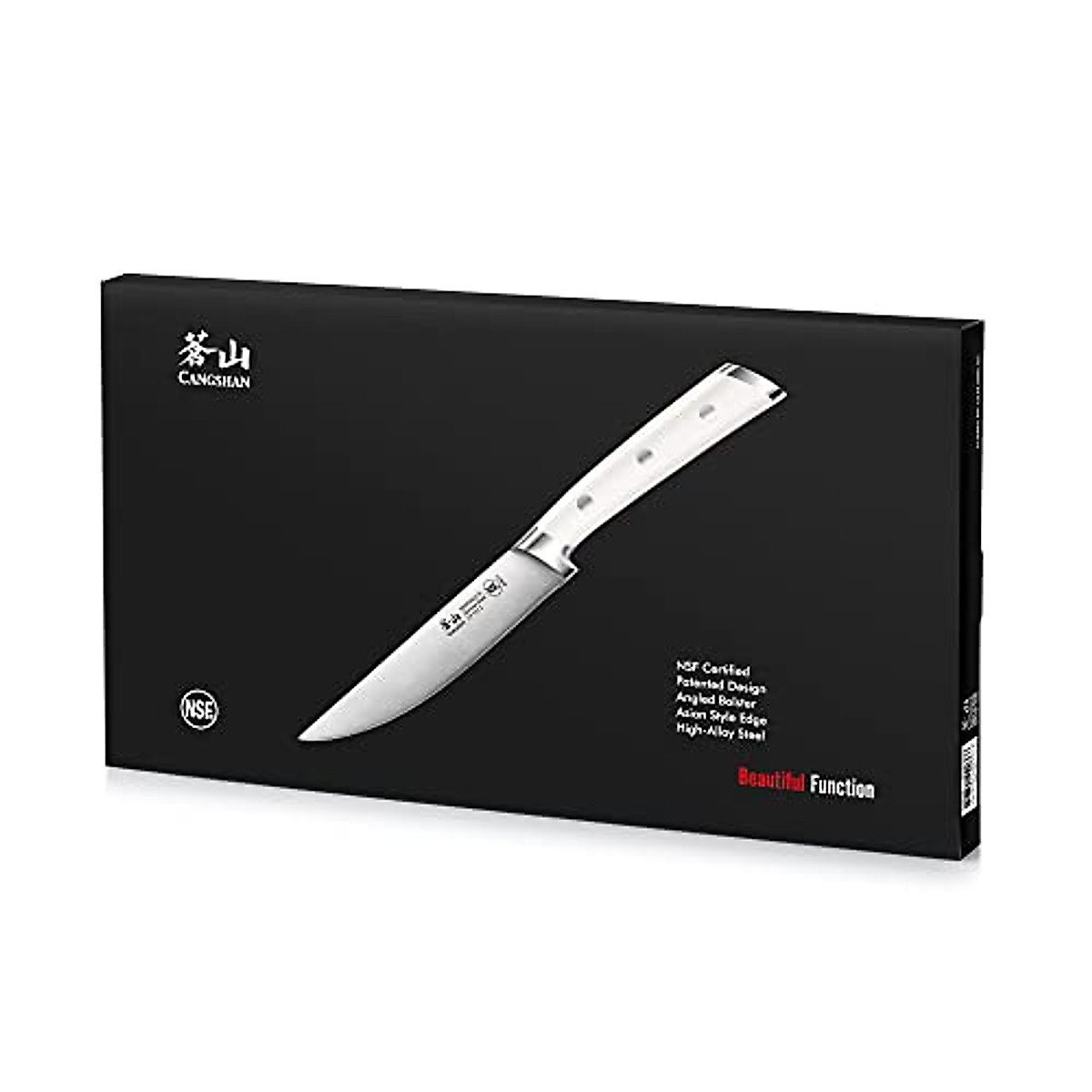 Cangshan S1 Series 1020366 German Steel Forged 4-Piece Steak Knife Set, 5-Inch Straight-Edge Blade