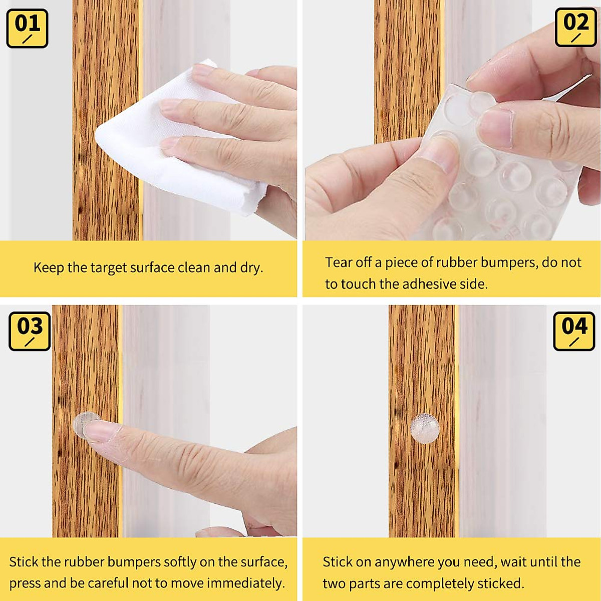 Fu Store Rubber Bumpers Clear Self Adhesive Bumper Noise Dampening Buffer Pads 100PCS 3/8 Inch Protection for Cabinet Door Drawer Wooden Floor-Hemispherical