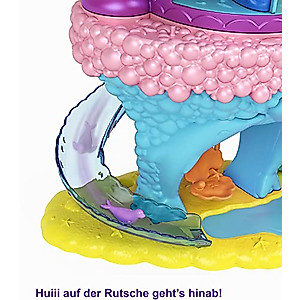 Polly Pocket Rainbow Funland Mermaid Cove Ride Playset, Polly & Mermaid Dolls, Accessories, Dispenser Feature for Surprises, Great Gift for Ages 4 & Up