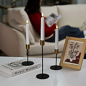 5plots White Flameless Taper Candles with Remote, Timer, Roman Column Led Taper Candles Battery Operated, Led Candlesticks with 3D Flame, 6 Flameless Taper Candles Flickering for Home Christmas Decor