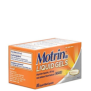 Motrin IB Liquid Gels, Ibuprofen 200 mg, Pain Reliever & Fever Reducer Minor Arthritis Pain, Muscular Aches, Headache, Menstrual Cramps & Backache, NSAID, 80 Ct