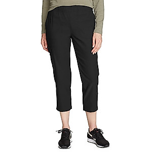 Eddie Bauer Women's Rainier Pull-On Crop Pants, Black, 12, Hiking Pants