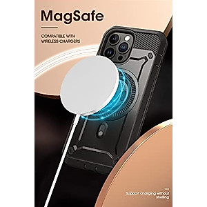 SUPCASE Unicorn Beetle Pro Mag Case for iPhone 13 Pro Max (2021 Release) 6.7 Inch, Compatible with MagSafe Full-Body Rugged Belt-Clip Case with Built-in Screen Protector & Kickstand (Space Gray)