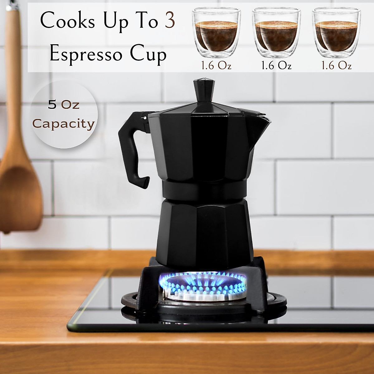 Mixpresso Aluminum Moka Stove Coffee Maker With Coffee Mug, Moka Pot Coffee Maker for Gas, Electric Stove Top, Classic Italian Coffee Maker, Espresso Greca Coffee Maker, Percolator 3 Espresso Cup 5 oz